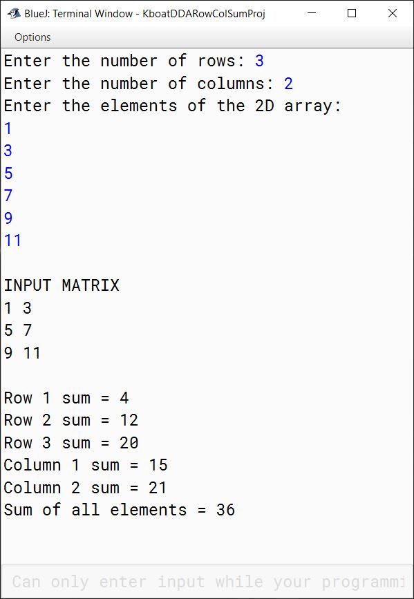 Finding Row Wise Sum Column Wise Sum And Sum Of All Elements Of Double Dimensional Array 
