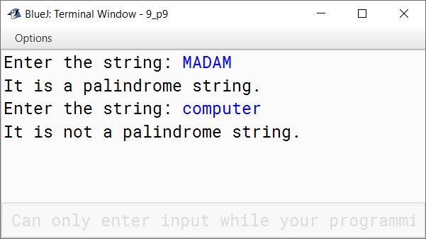 Write A Program Using A Method Palin To Check Whether A String Is A 