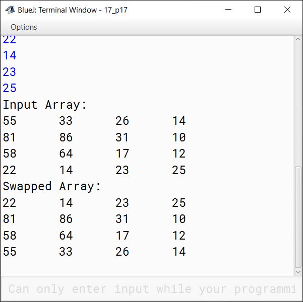Swap Row Elements Of An Array Java Program KnowledgeBoat