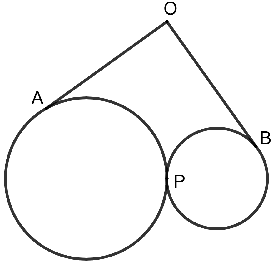 Two circles touch each other externally at point P. OA and | KnowledgeBoat