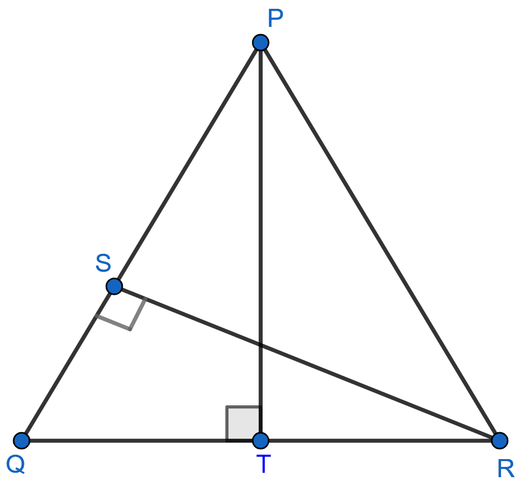 Given : RS and PT are altitudes of PQR. Prove that : (i) | KnowledgeBoat
