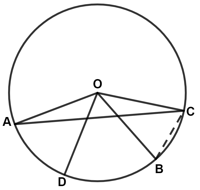 The given figure shows a circle with center O. Points A, D, | KnowledgeBoat