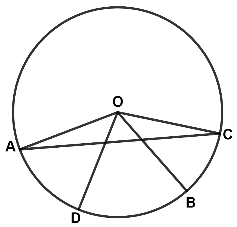 The given figure shows a circle with center O. Points A, D, | KnowledgeBoat