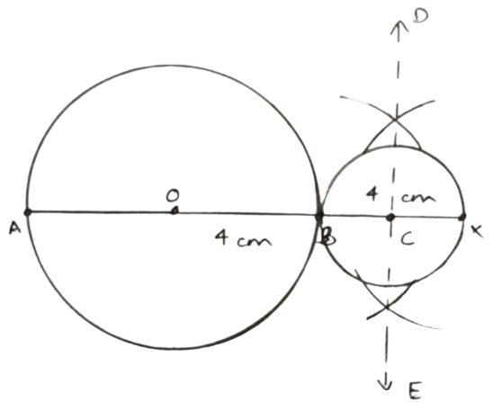 Using ruler and compasses only; draw a circle of radius 4 | KnowledgeBoat