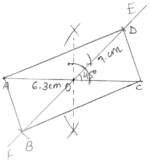 Construct a parallelogram ABCD, if : lengths of diagonals AC | KnowledgeBoat