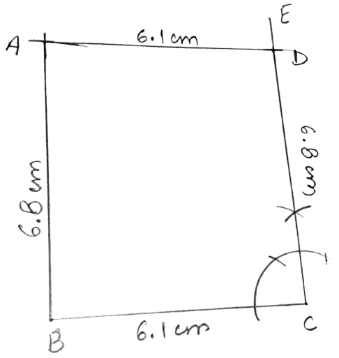 Construct a rectangle ABCD; if : BC = 6.1 cm and CD = 6.8 | KnowledgeBoat