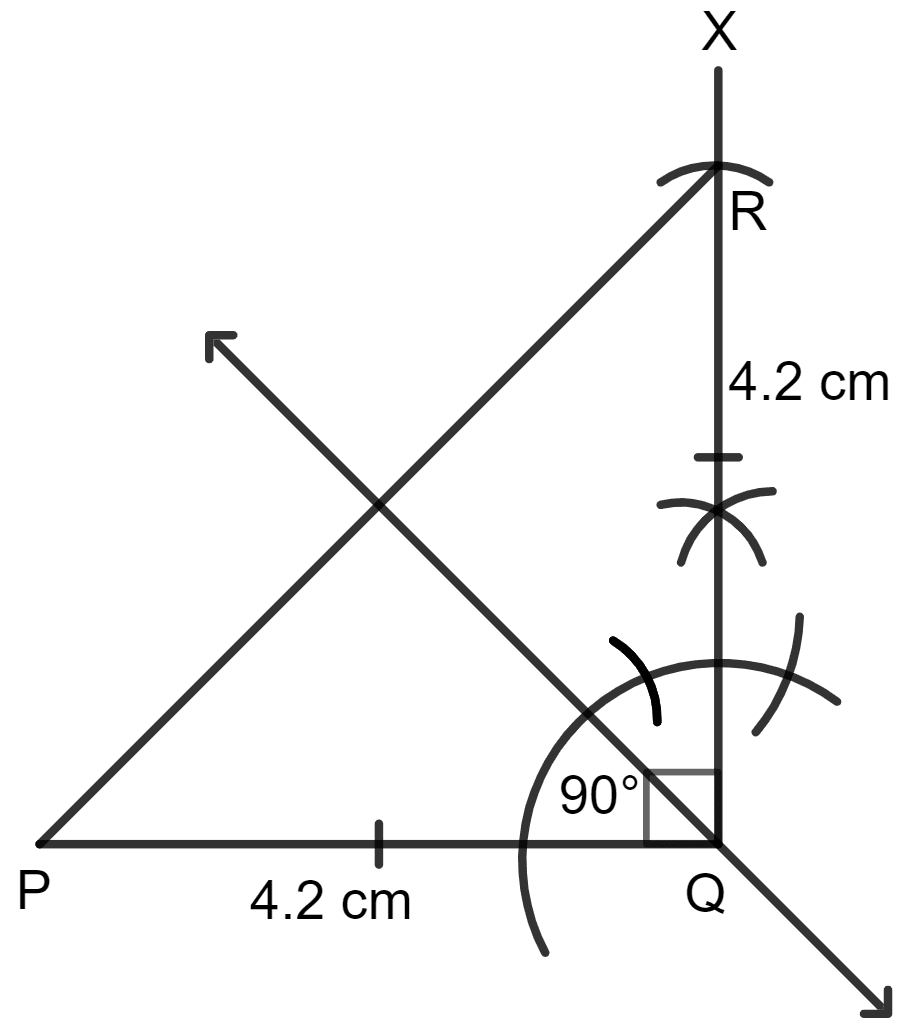 Construct a triangle PQR in which : PQ = QR = 4.2 cm and | KnowledgeBoat