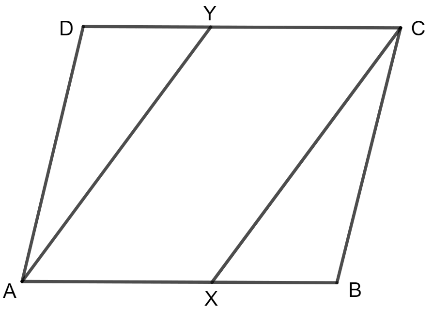 In a parallelogram ABCD, X and Y are mid-points of opposite | KnowledgeBoat