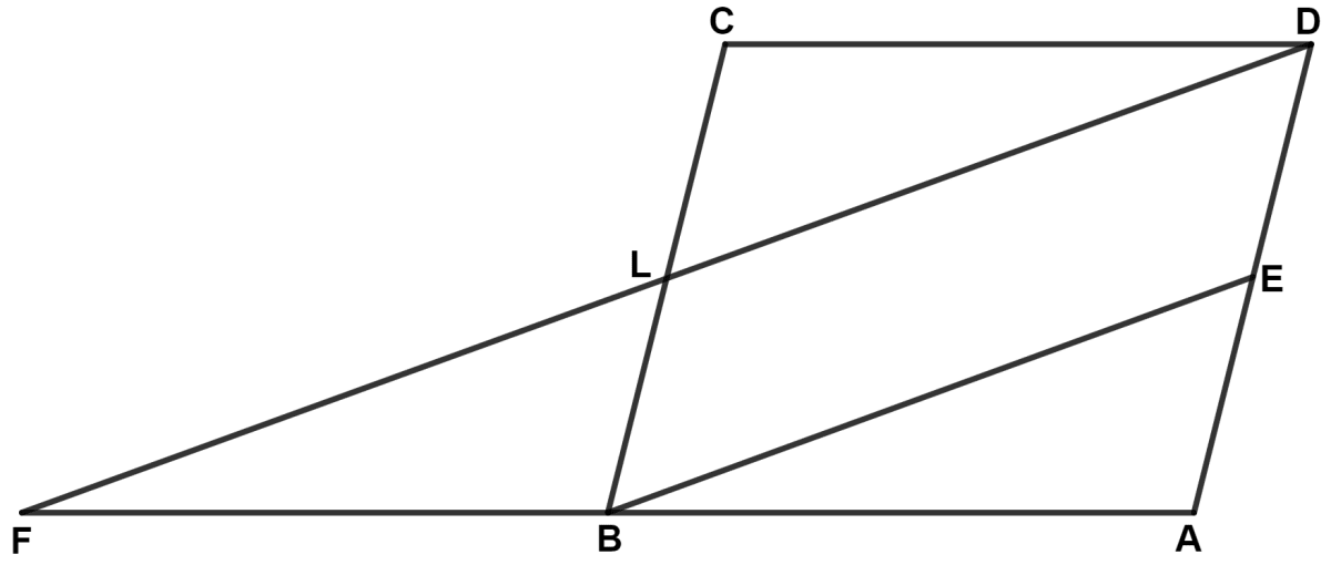 The given figure shows a parallelogram ABCD in which E is | KnowledgeBoat
