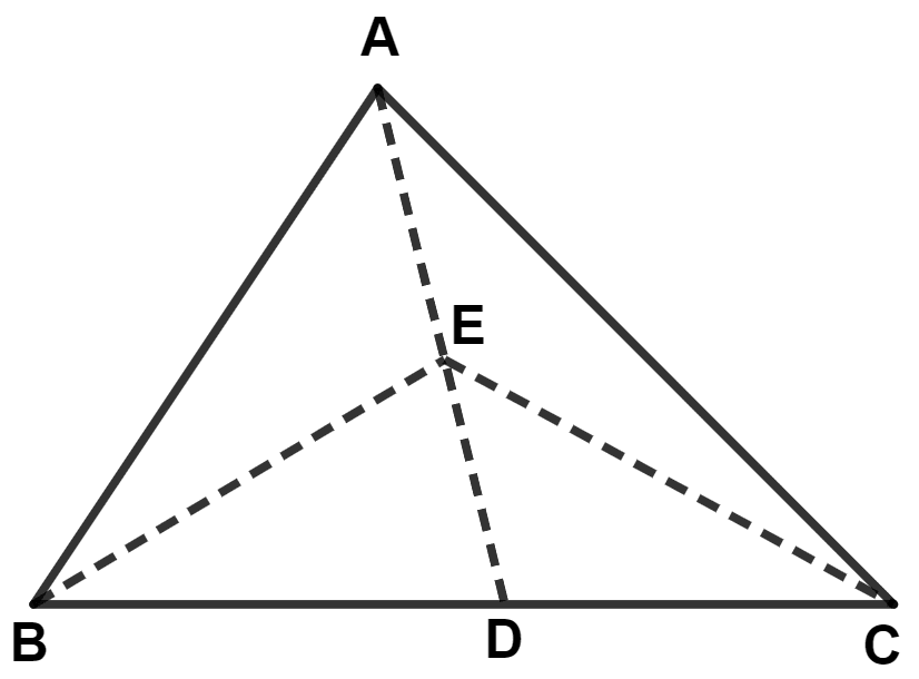 In the given figure, D is mid-point of side BC, the area of | KnowledgeBoat