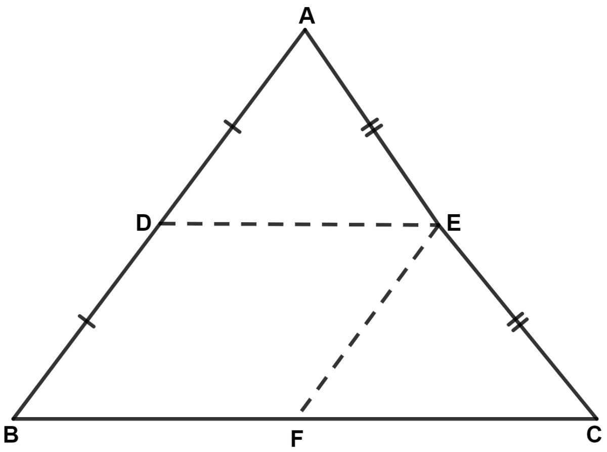 In triangle ABC, D and E are mid-points of the sides AB and | KnowledgeBoat