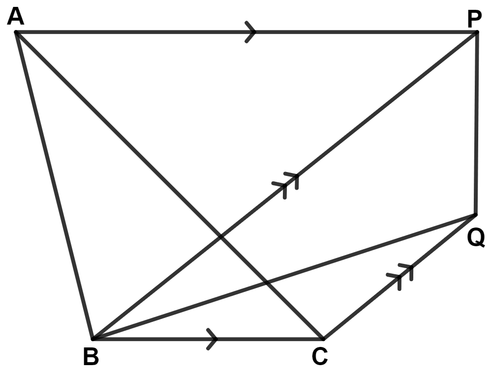In the given figure, AP is parallel to BC, BP is parallel to | KnowledgeBoat
