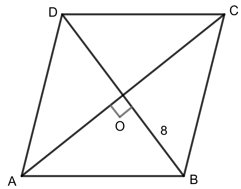 In rhombus ABCD, diagonals AC and BD intersect each other at ...