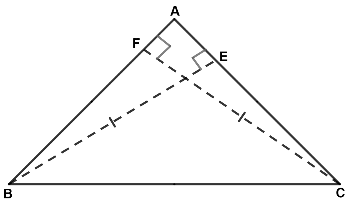 In triangle ABC, altitudes BE and CF are equal. Prove that | KnowledgeBoat