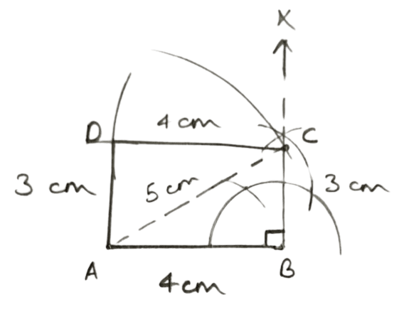 One side = 4 cm and one diagonal is 5 cm. Measure the length | KnowledgeBoat