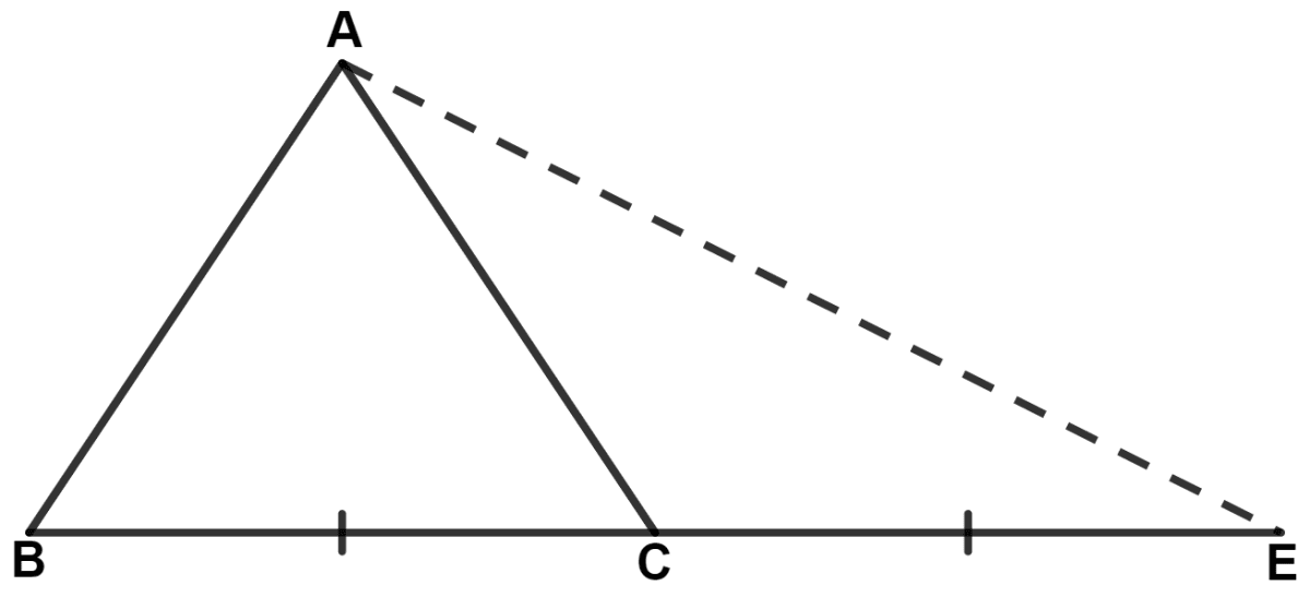 ABC is an equilateral triangle. Its side BC is produced upto ...