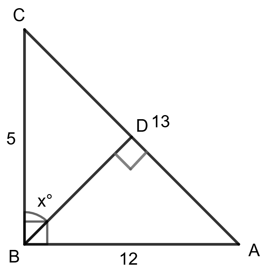 In the diagram, given below, triangle ABC is right-angled at | KnowledgeBoat