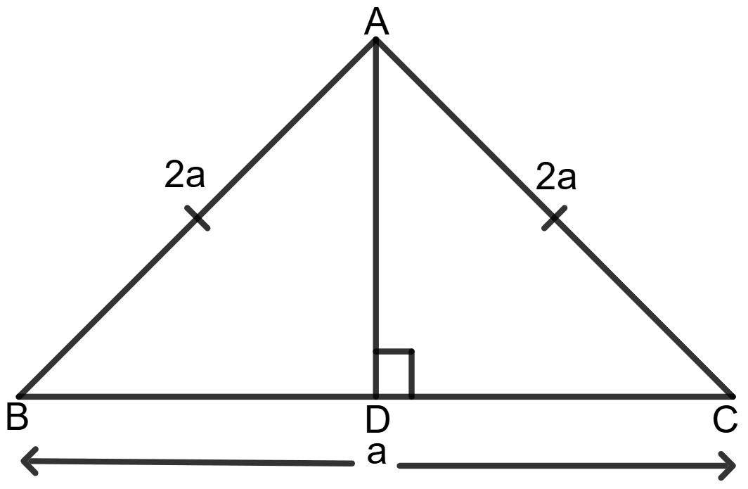 ABC is an isosceles triangle with AB = AC = 2a and BC = a. | KnowledgeBoat