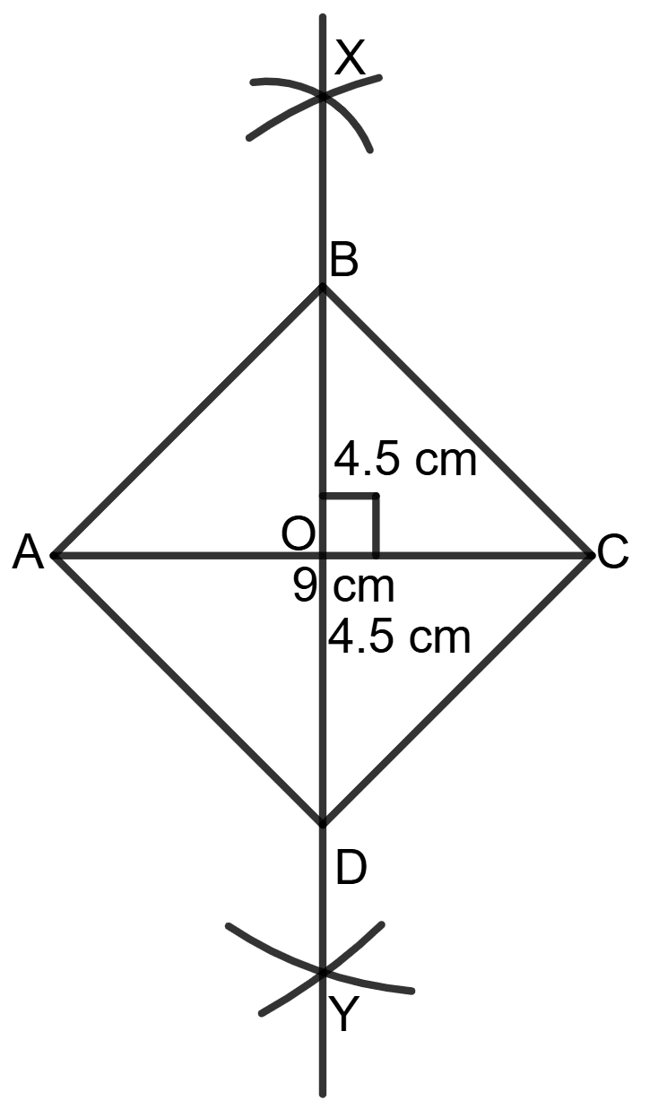 Construct a square ABCD in which diagonal AC = 9 cm. | KnowledgeBoat