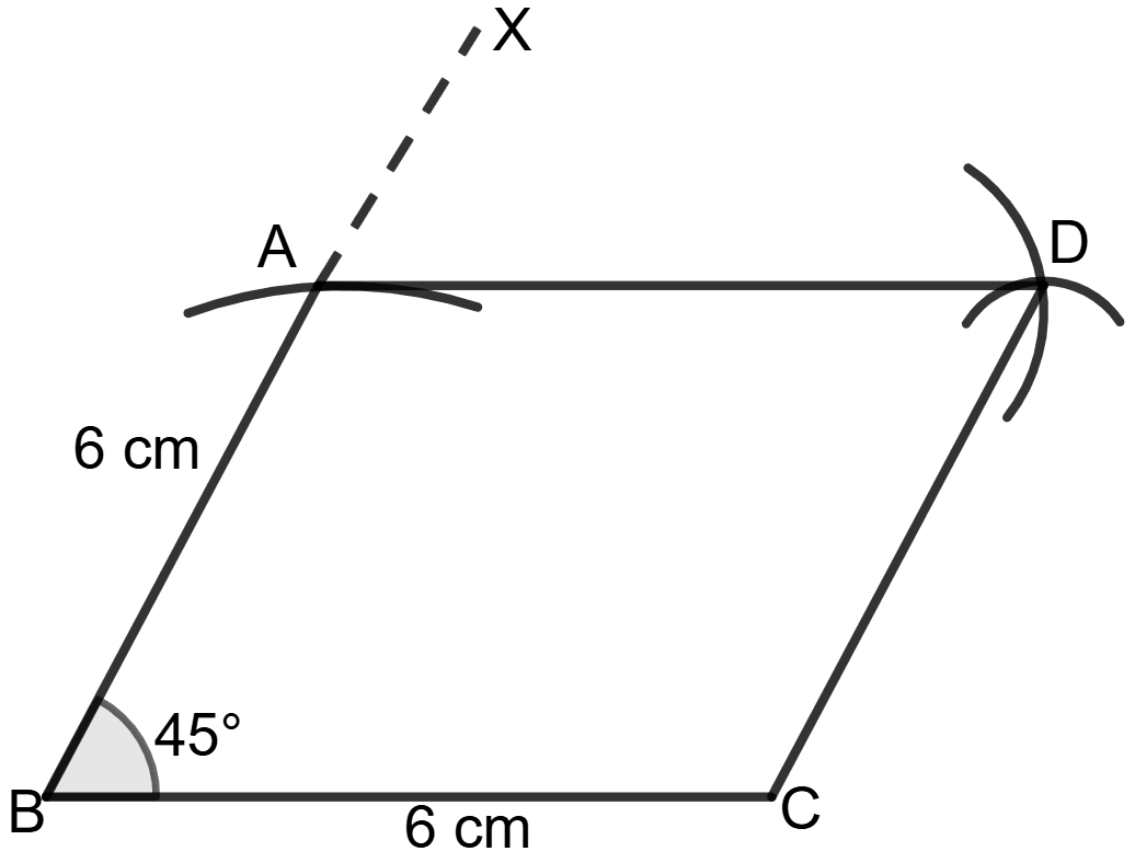 Construct a rhombus ABCD in which each side = 6 cm and ∠B = | KnowledgeBoat