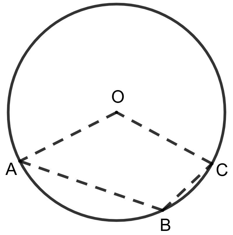 The adjacent figure shows a circle with center O and while | KnowledgeBoat