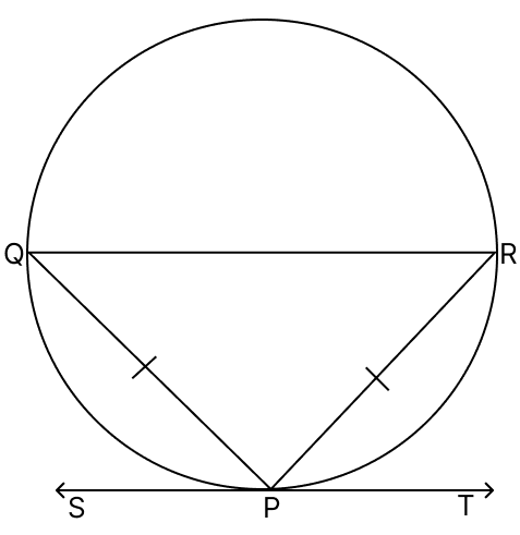In the given figure, PQ and PR are two equal chords of a | KnowledgeBoat