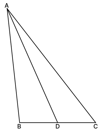In a ΔABC, AB = 10 cm, AC = 14 cm and BC = 6 cm. If AD is | KnowledgeBoat