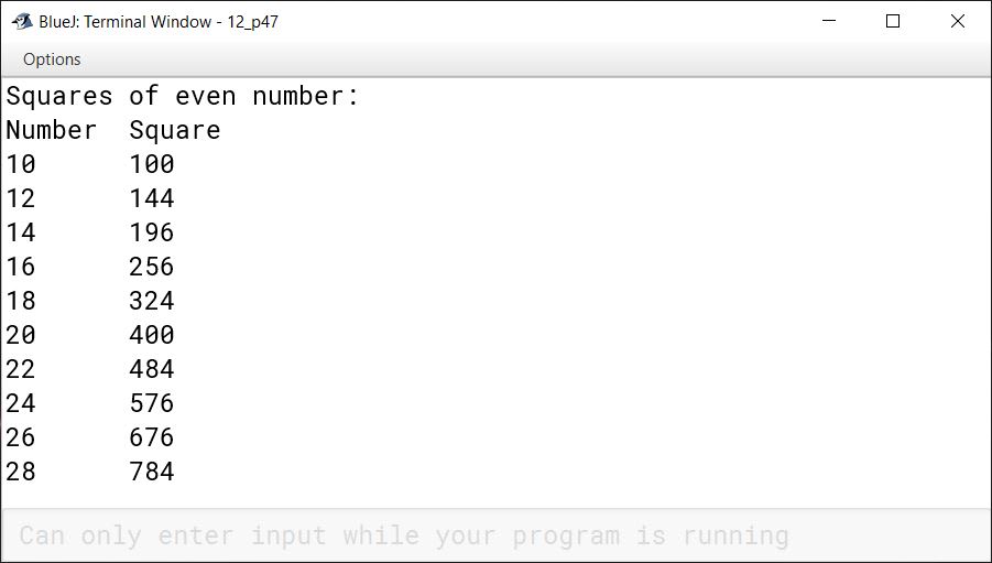 Write A Program That Prints The Squares Of 10 Even Numbers KnowledgeBoat